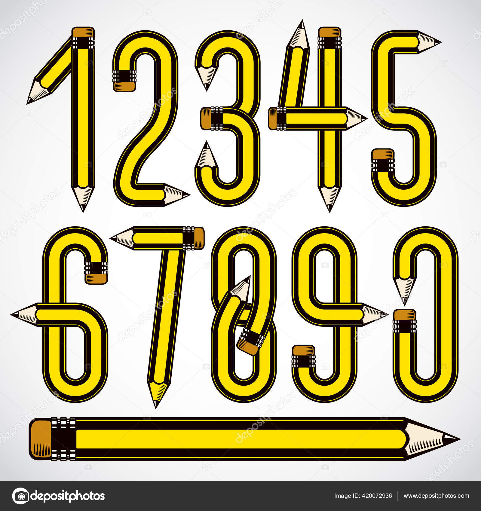 School Theme Pencils Design Numbers Use Design Elements Blogging Web ...