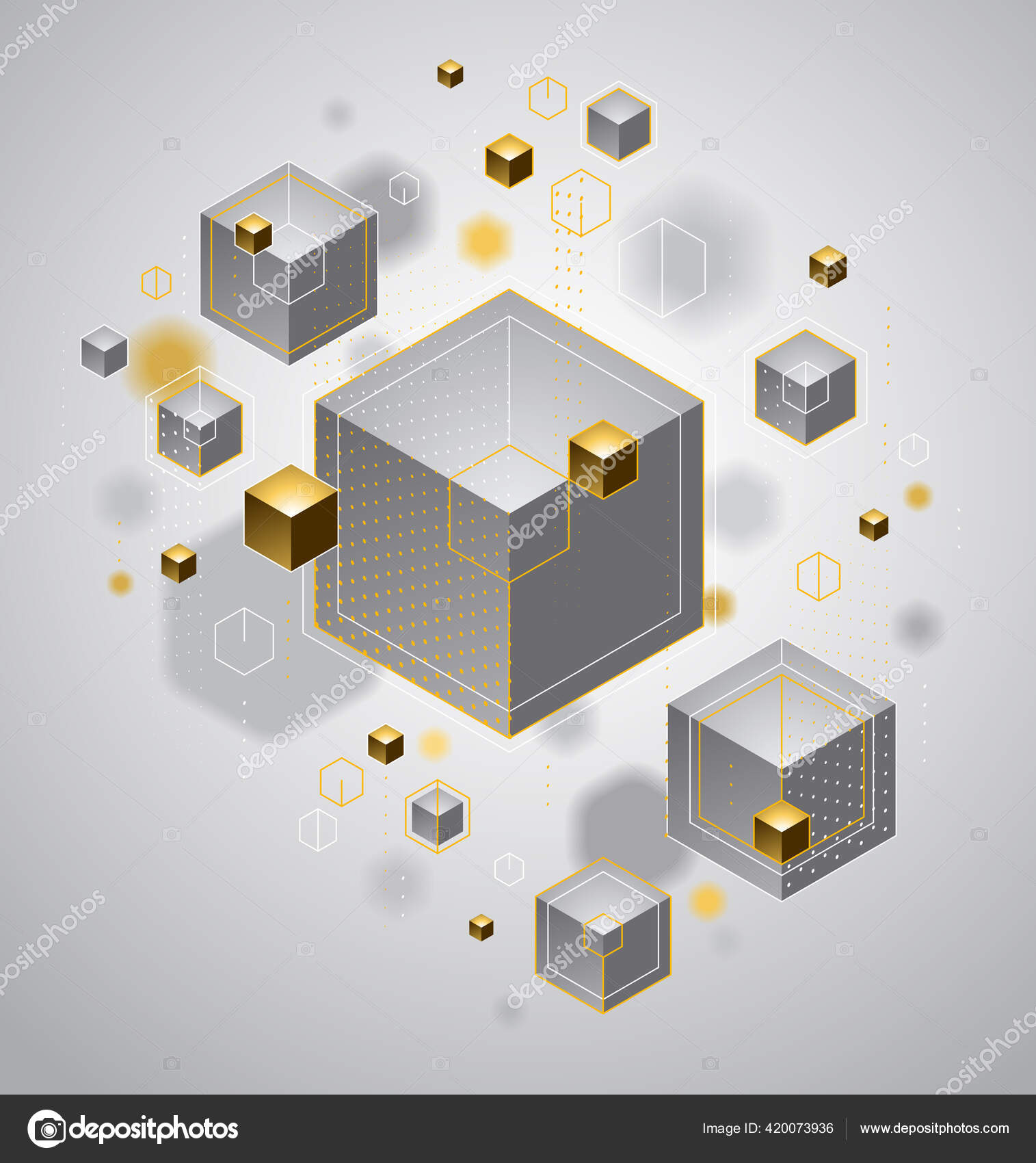 Abstract Vector Design Cluster Cubes Golden Elements Vector Design ...