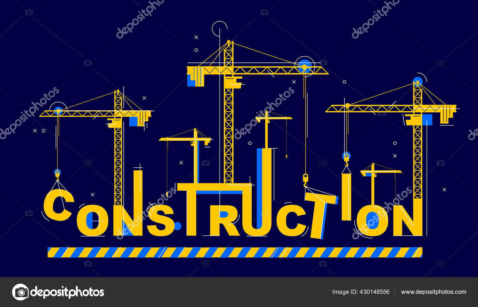Byggkranar Bygger Konstruktionsord Vektor Koncept Design Konceptuell Illustration Med Bokstäver ...