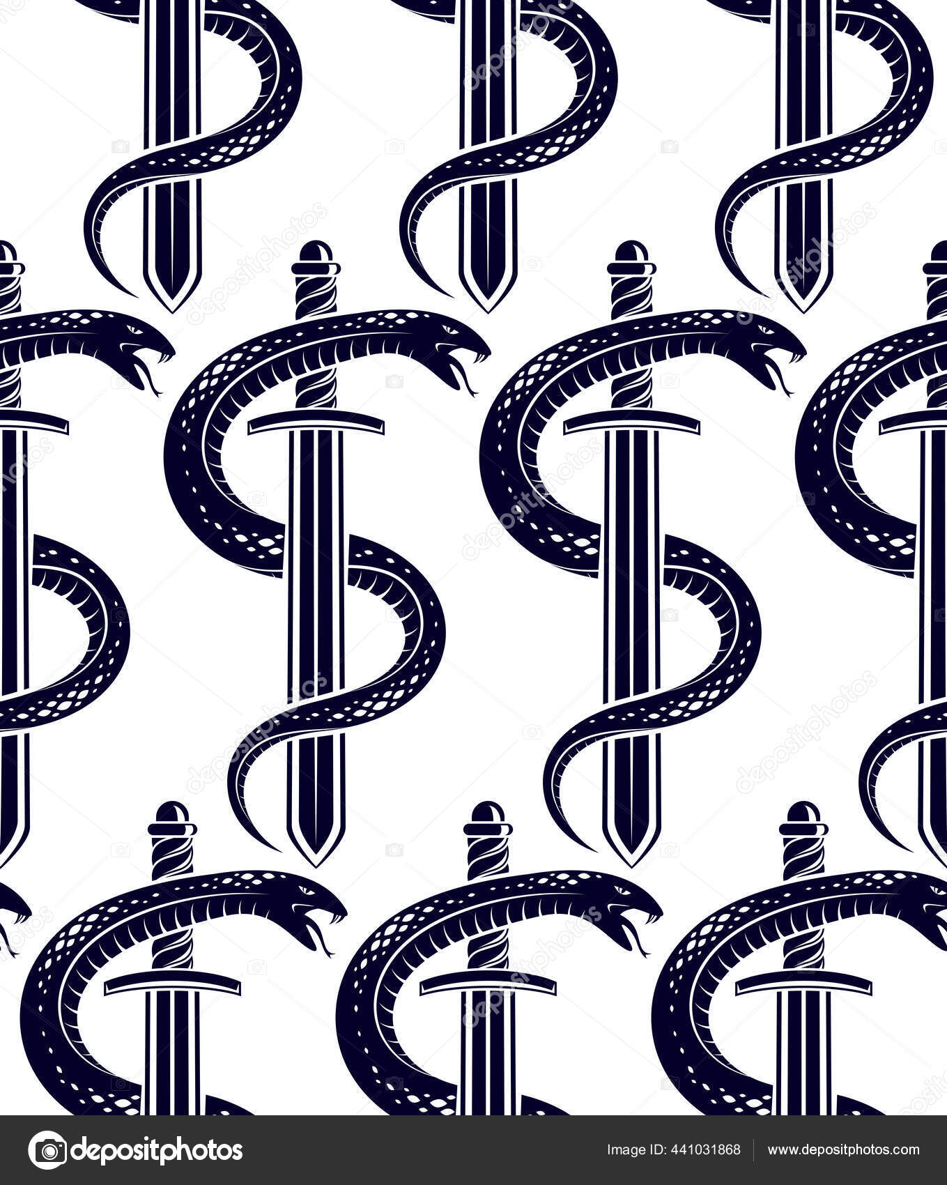 Snakes Seamless Background Vector Dangerous Venom Serpents Pattern ...