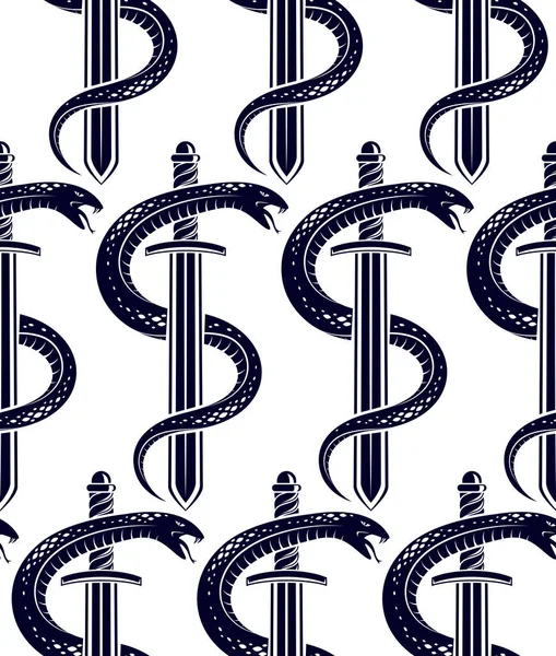 Seamless Snakes Pattern Vintage Drawing Style Dangerous Poisoned ...