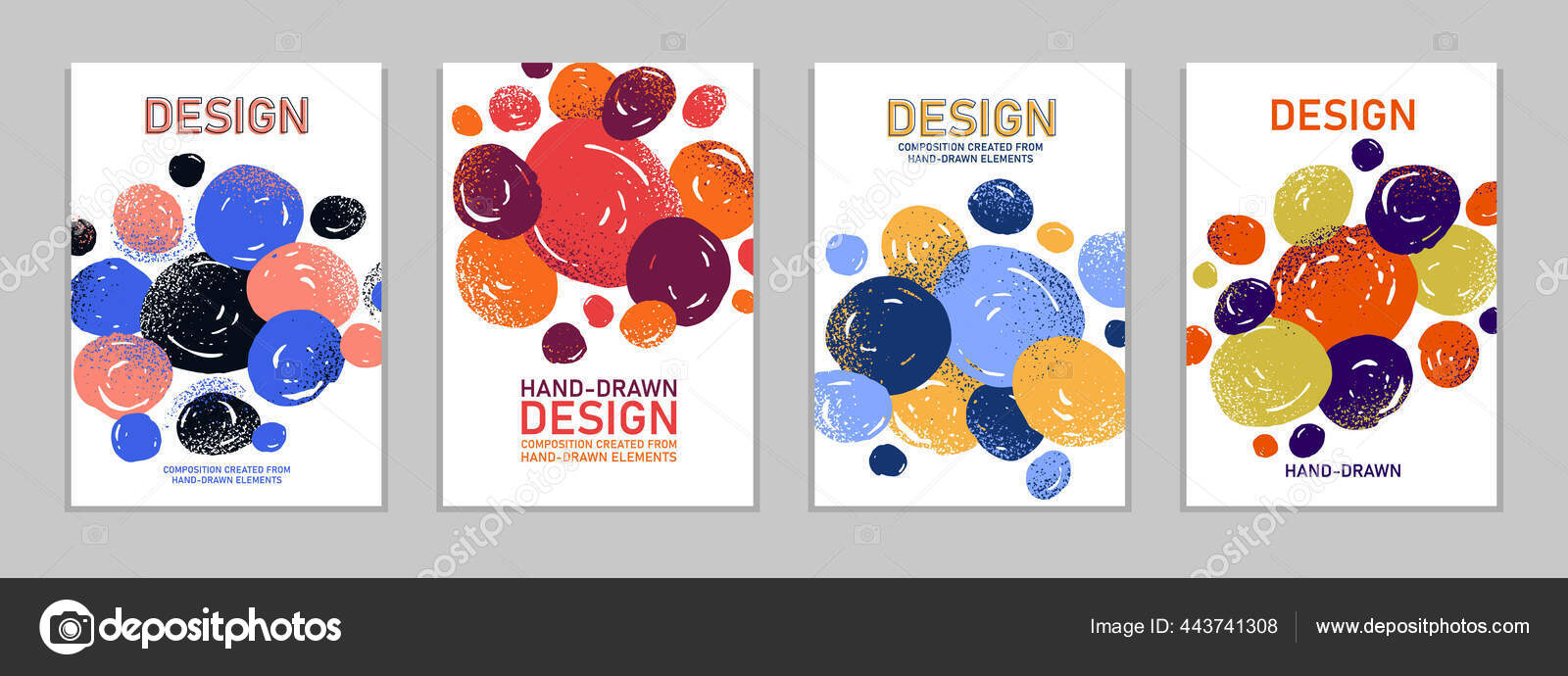 Vector Arte Dibujado Mano Cubre Círculos Conjunto Fondos Abstractos ...