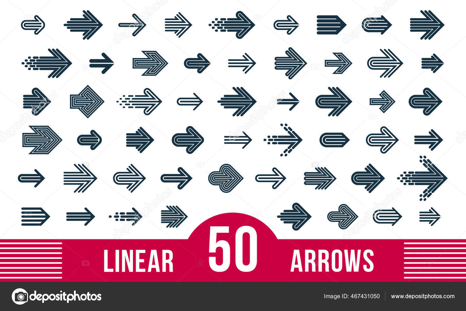 Linear Arrow Logos Vector Set Collection Arrows Symbols Use Icons Stock ...