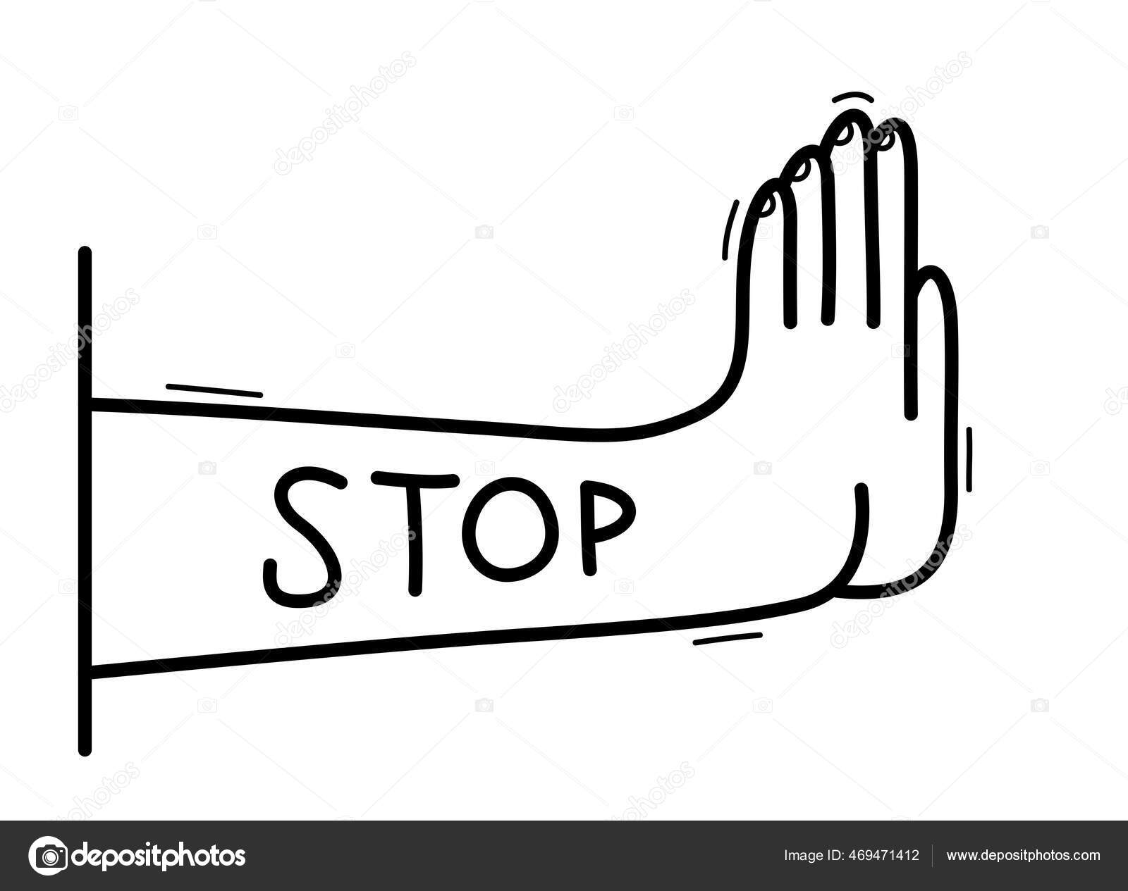 Mano Dibujos Animados Que Muestra Stop Gesture Palmera Vector ...