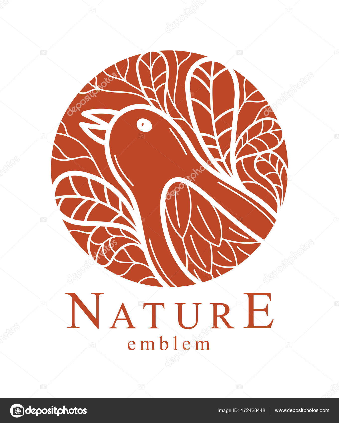 Small Cute Bird Leaves Floral Vintage Linear Logo Design Template Stock ...