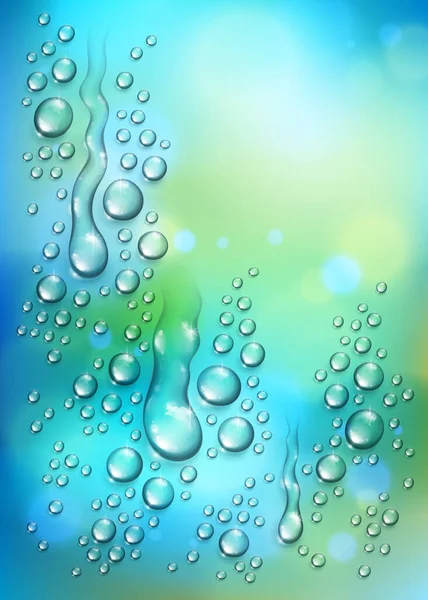 Water Rain Drops Condensation Blurred Green Nature Background Window Realistic Stock Vector by ...