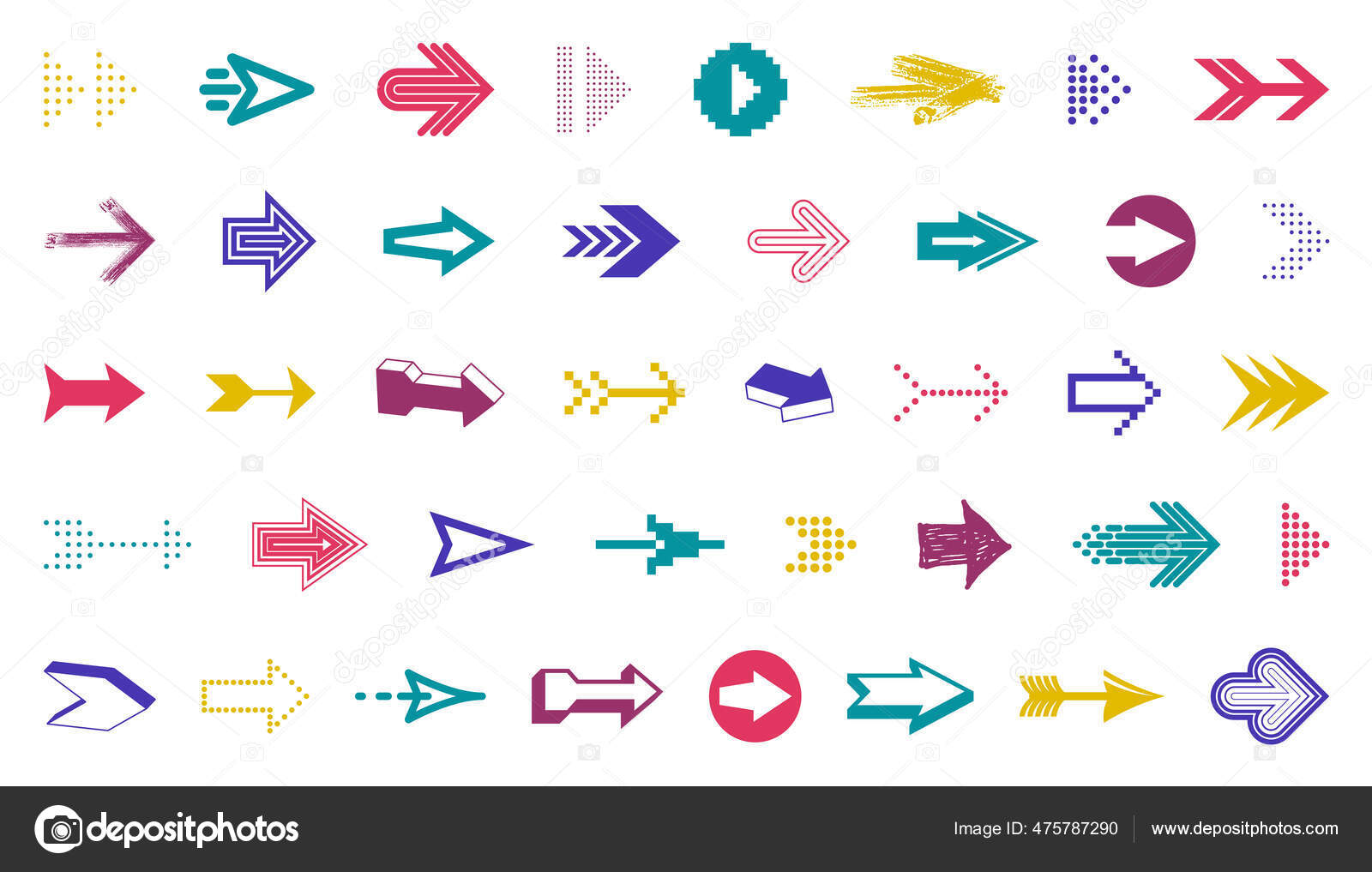Diverse Arrow Cursors Vector Set Different Shapes Styles Concepts ...