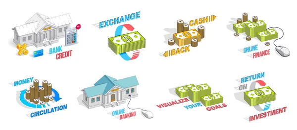 Image vectorielle Différents Concepts Financiers Illustrations Ensemble ...