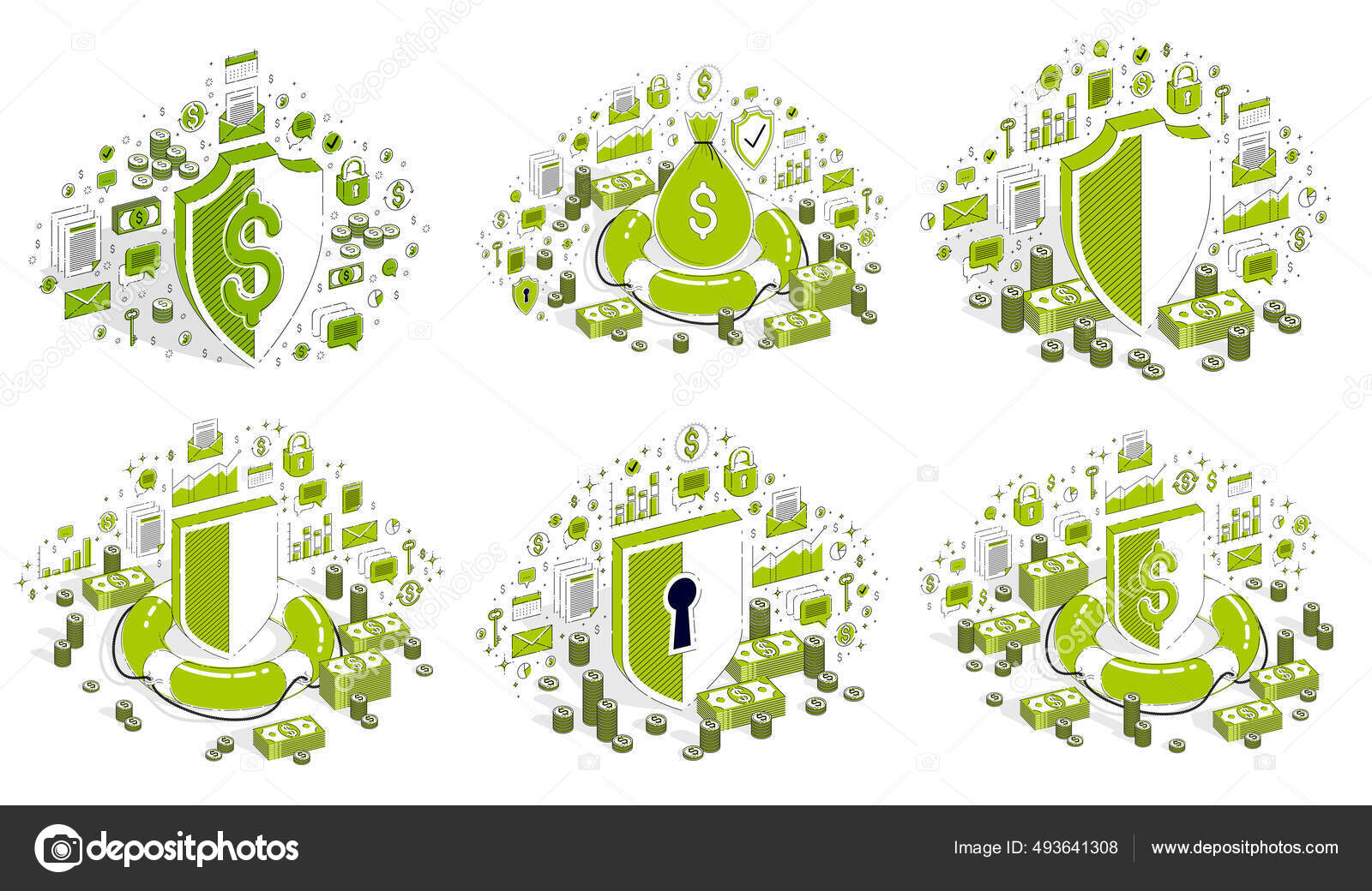Financial Safety Vector Design Concepts Isolated White Background ...