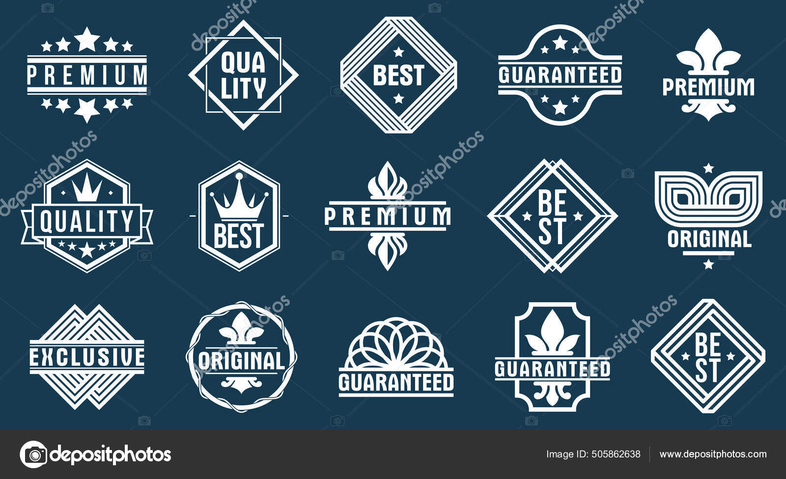 Premium Best Quality Vector Emblems Set Black White Badges Logos Stock ...