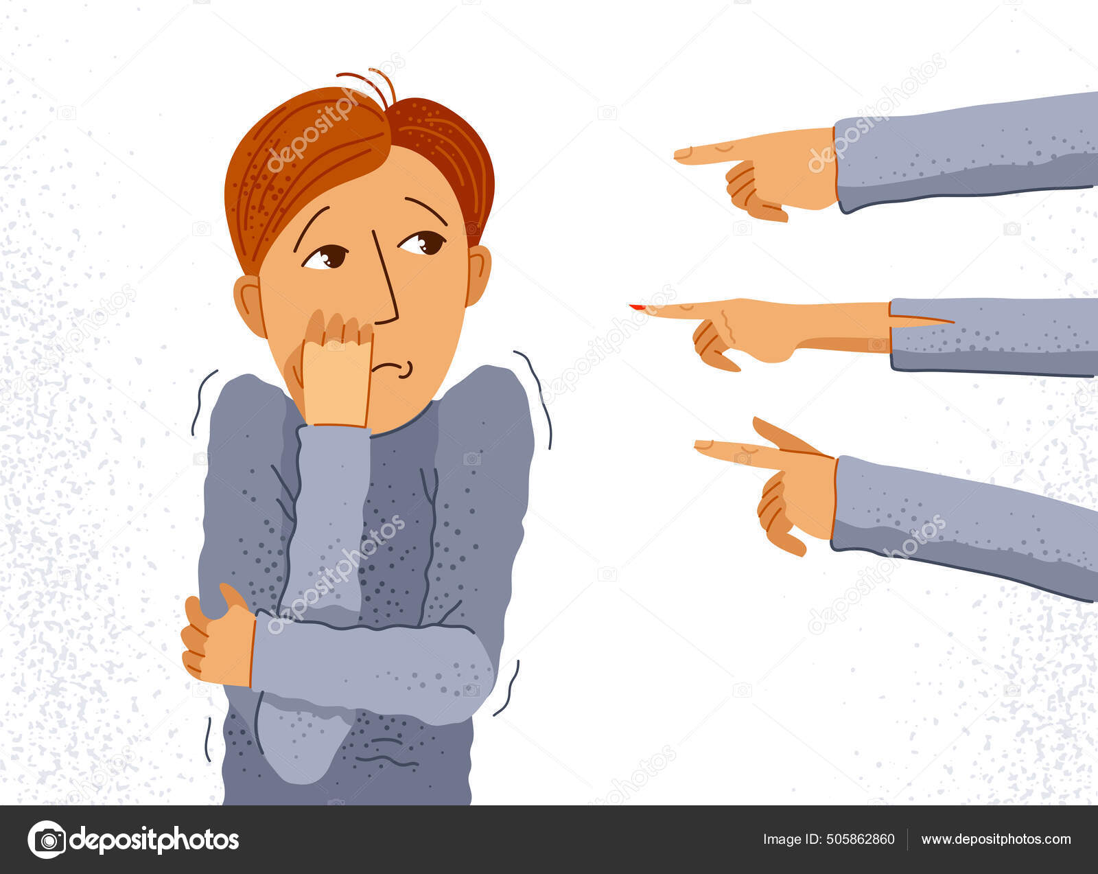 Avergonzar Culpar Concepto Vector Señalar Con Dedo Joven Sintiéndose ...