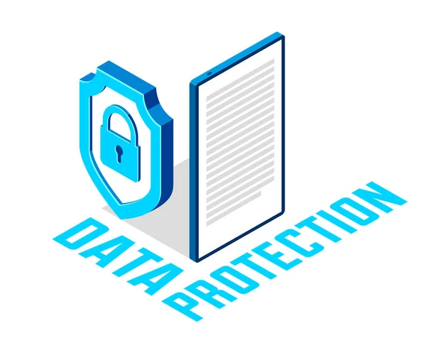 Electronic Data Protection Cyber Security Vector Isometric Conceptual ...