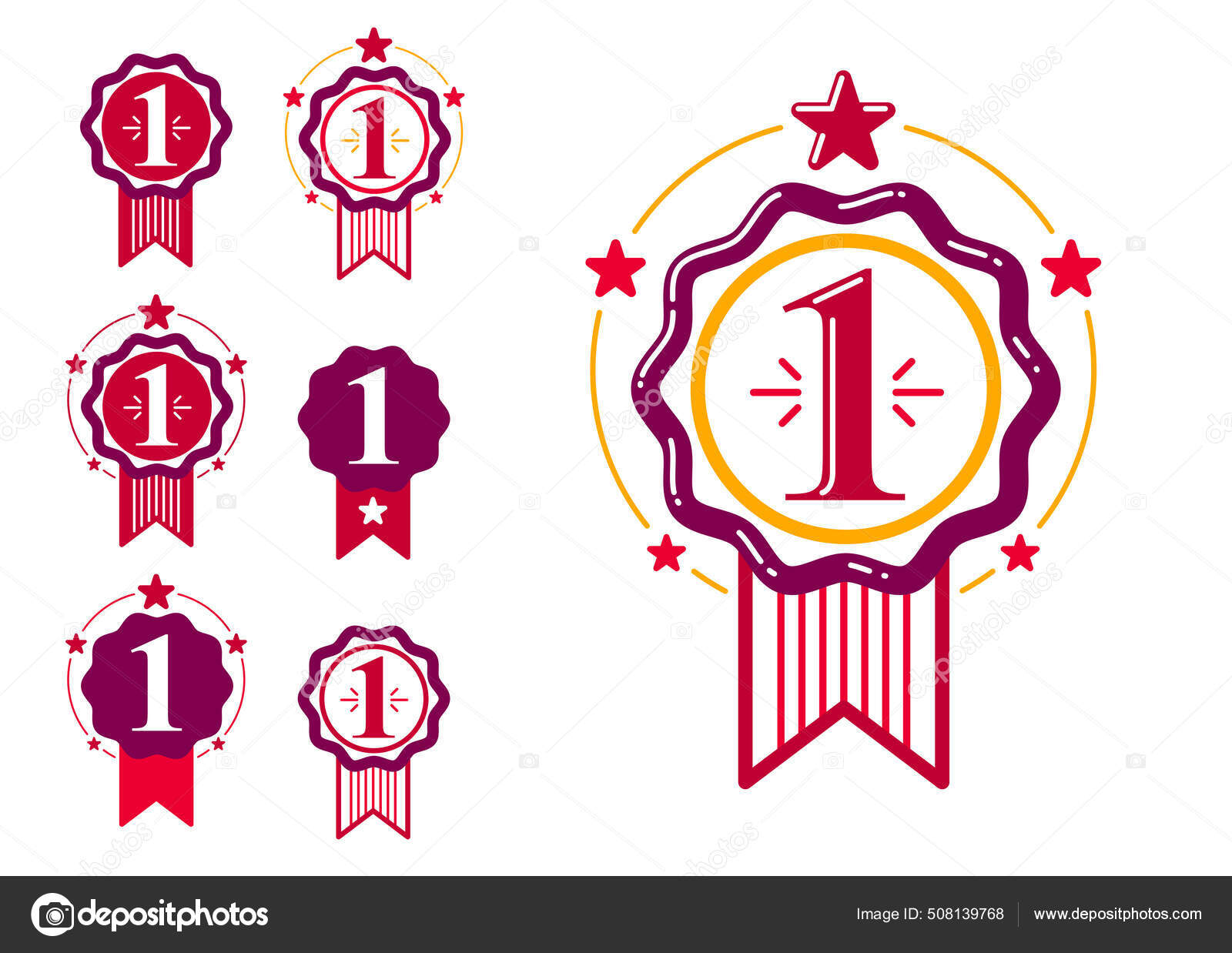 Primer Lugar Insignia Vector Conjunto Premios Diseño Gráfico ...