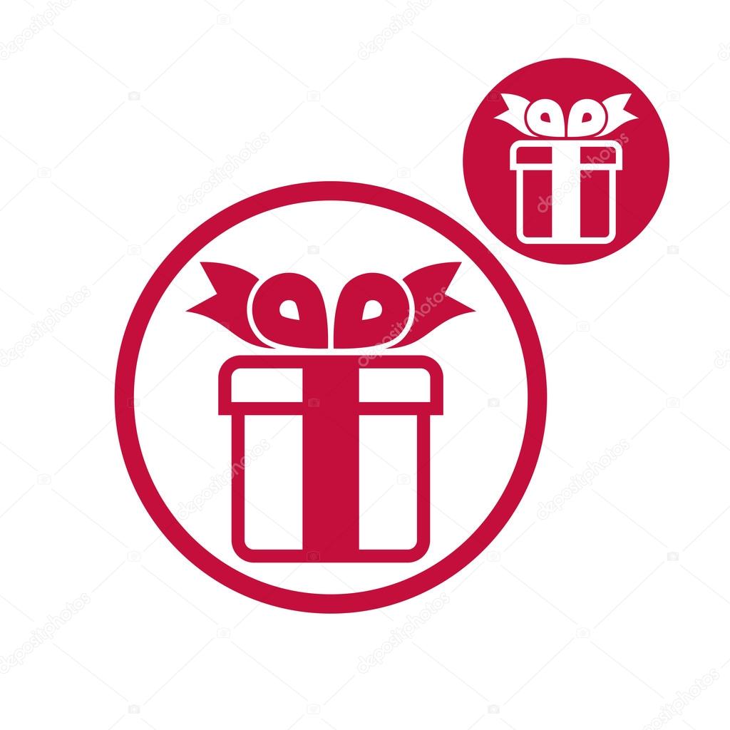 Gift box vector simple single color icon isolated on white backg Stock ...