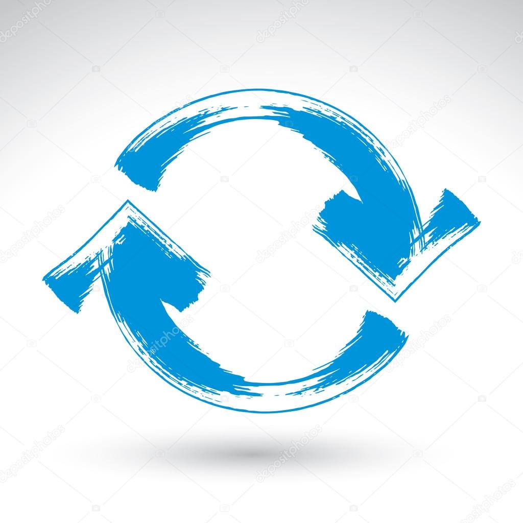 Hand-painted blue update sign isolated on white background, simp Stock ...