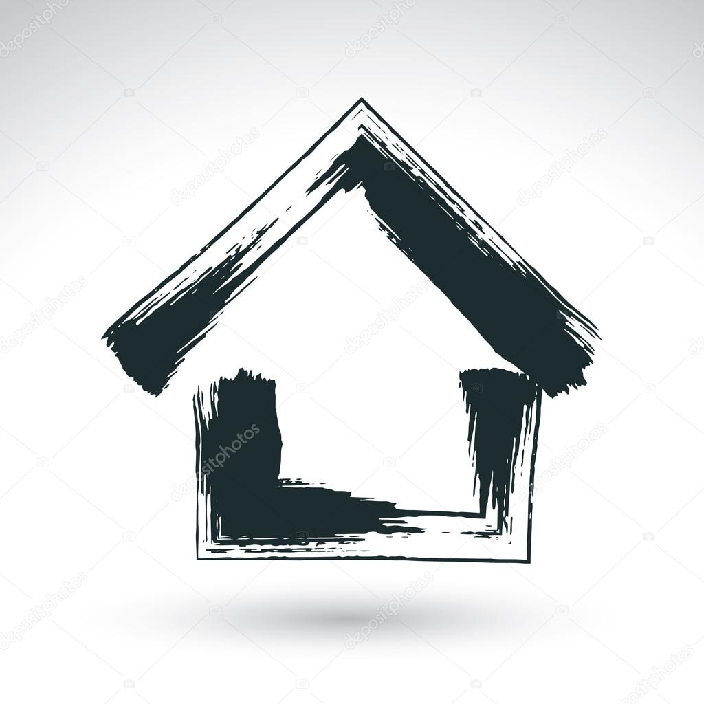 Hand drawn country house icon, estate logotype, simple cottage s Stock ...