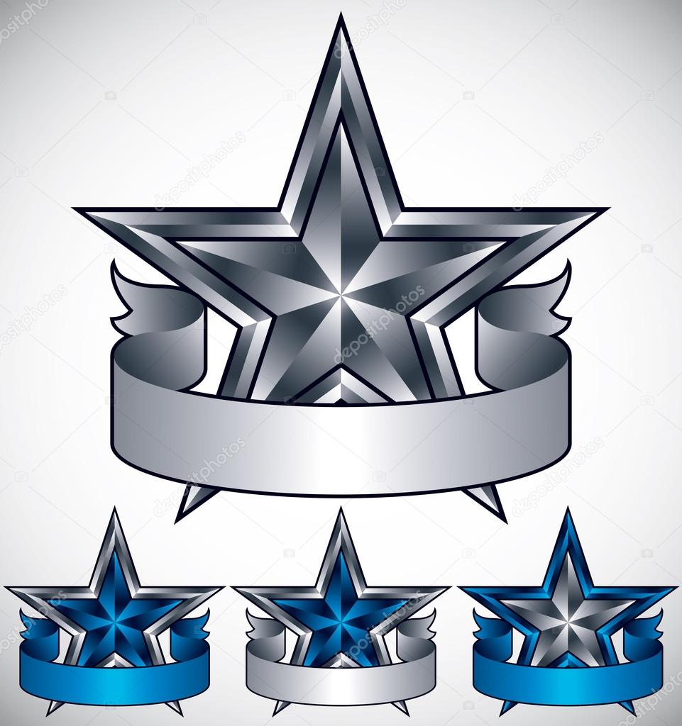 Metallic star label with blank banner. Stock Vector by ©Ostapius 55175027
