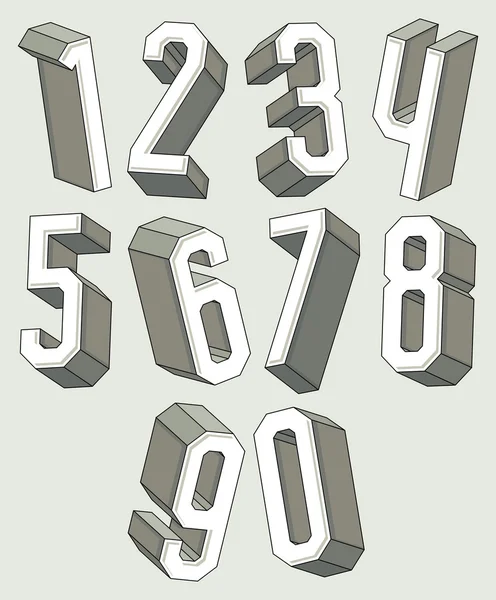 3d geometric numbers set in blue and green colors. Stock Vector Image ...