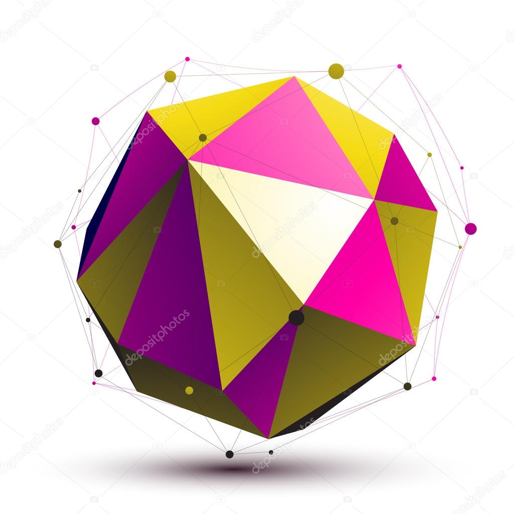 Colorida estructura abstracta 3D, oro y púrpura orbed vector neto ...