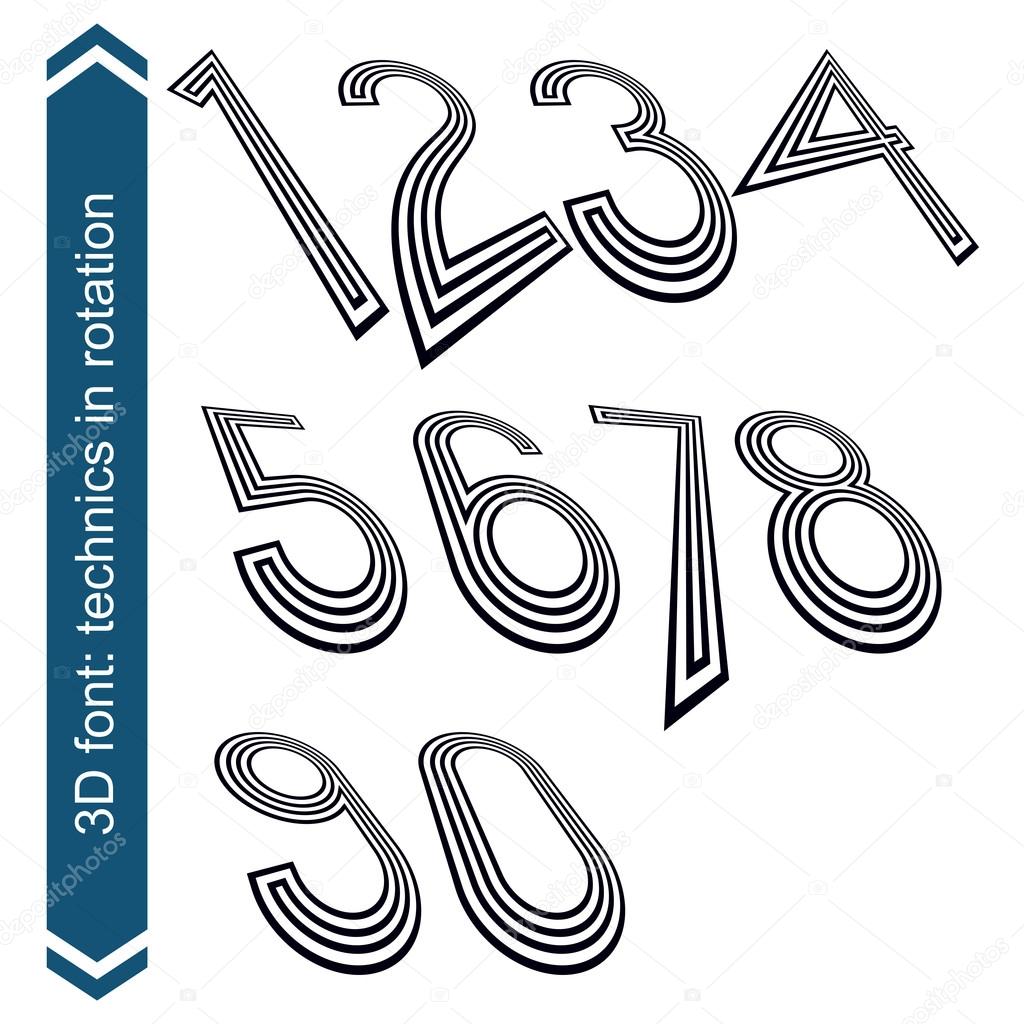 Dimensional Numbers With Rotation Effect Perspective Unusual Nu Stock