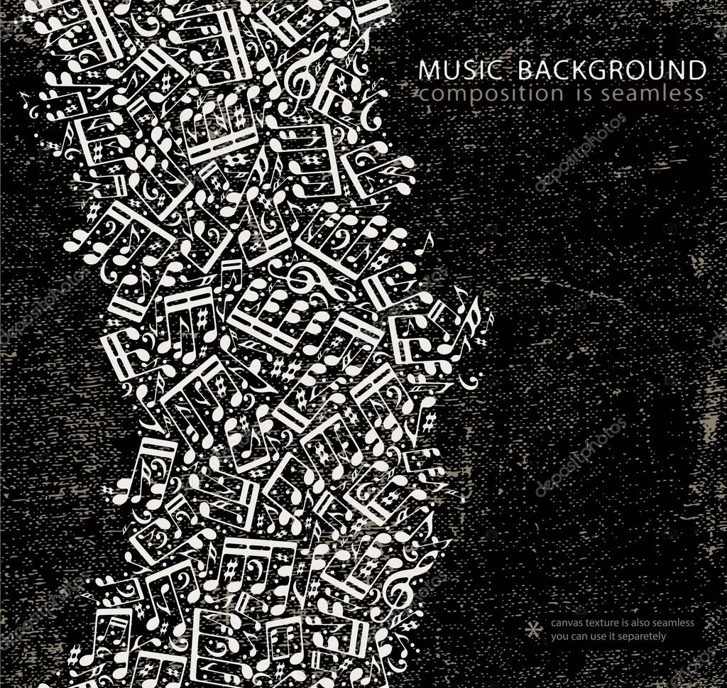 Vector dark grunge seamless music background, canvas texture wit ...