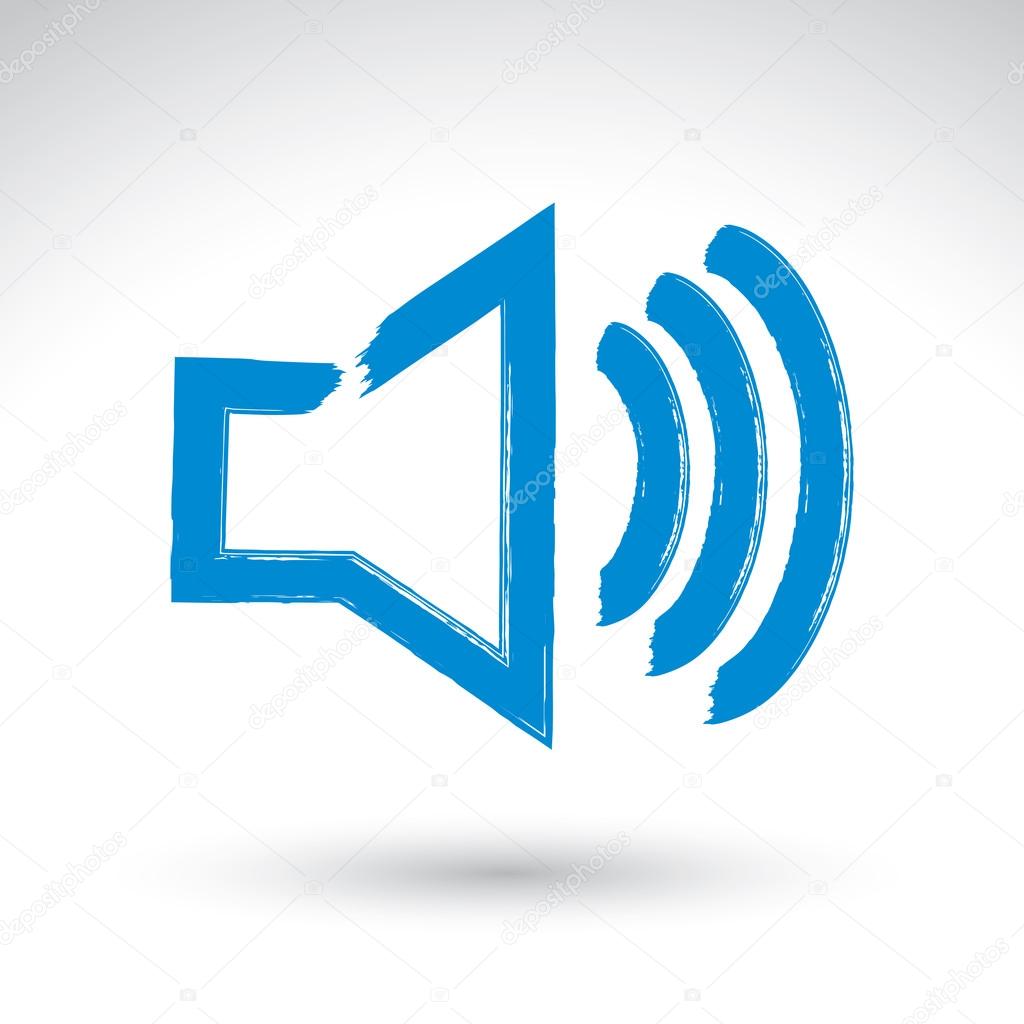 Hand drawn sound icon, brush drawing multimedia sign, original h Stock ...