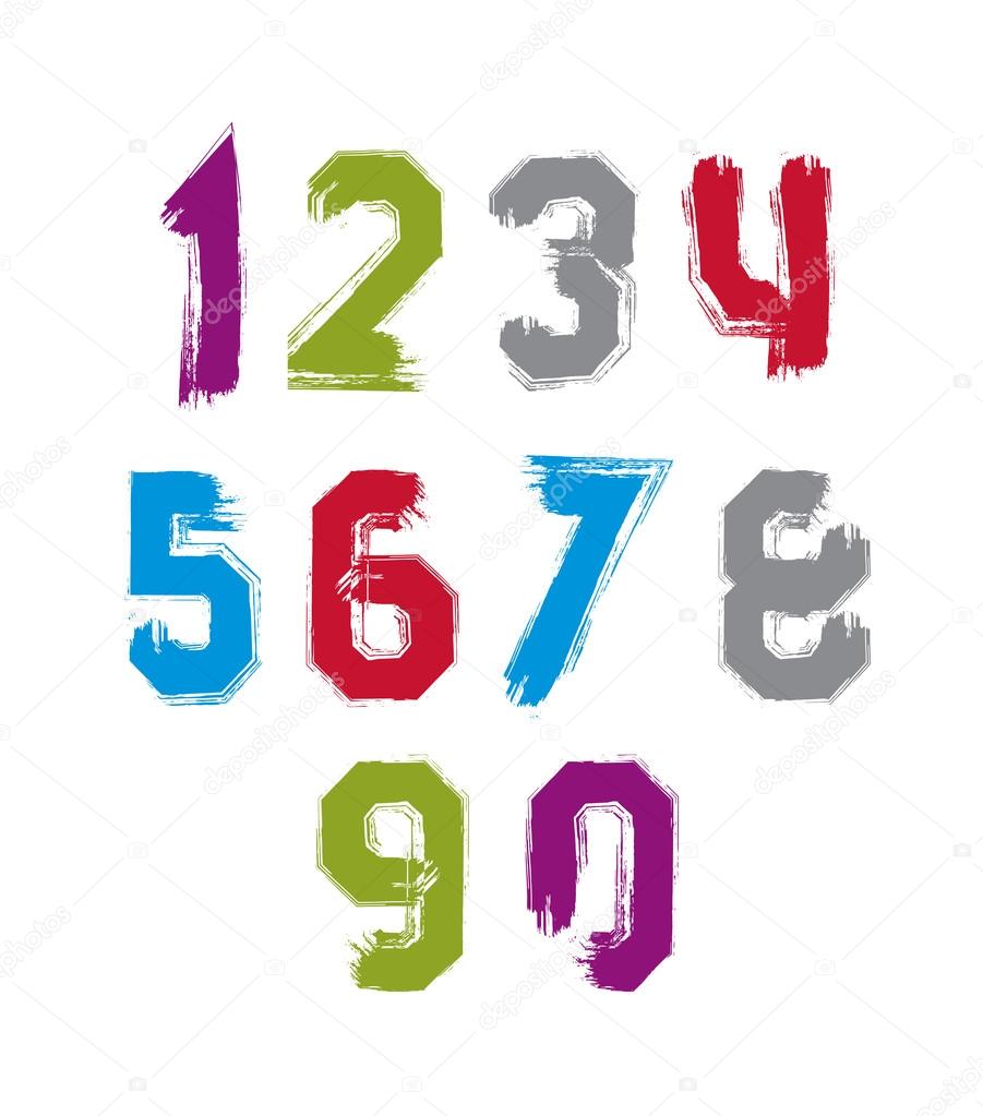 Freak colorful graffiti digits, set of vector unusual numbers dr Stock ...