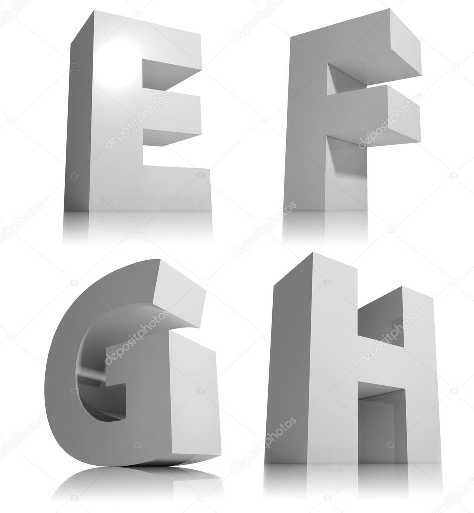 Grandes letras 3d aisladas en la fuente de fondo blanco, letra del ...