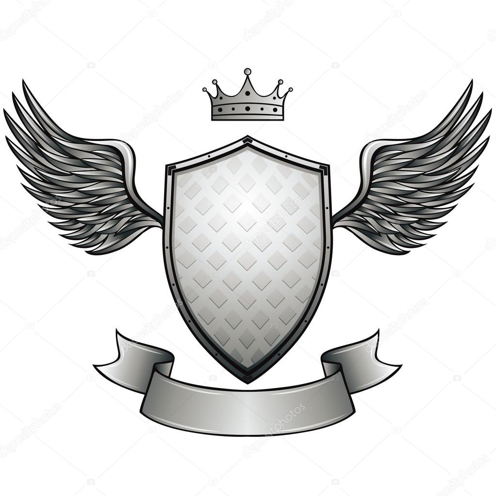 Winged shield with blank ribbon. Stock Vector by ©Ostapius 57831667