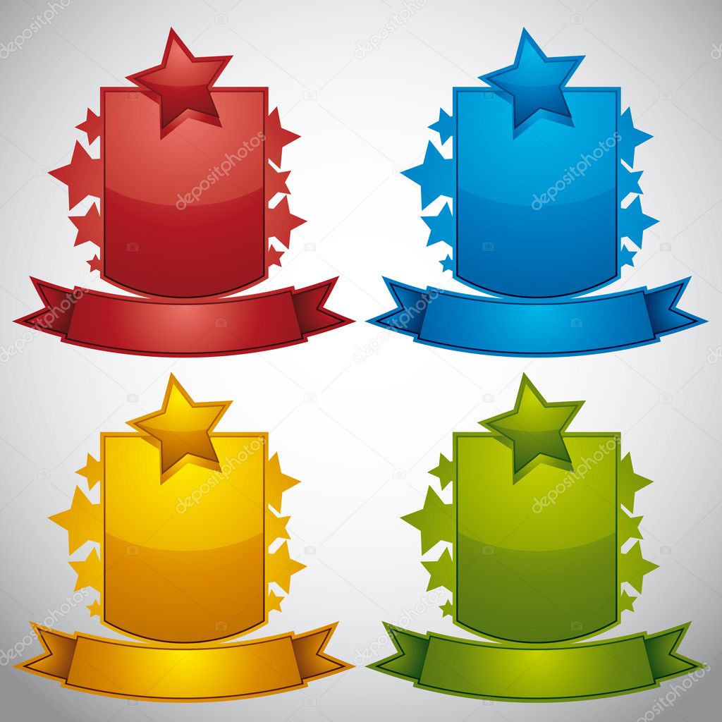 Vector emblems with stars. Stock Illustration by ©Ostapius #57833473