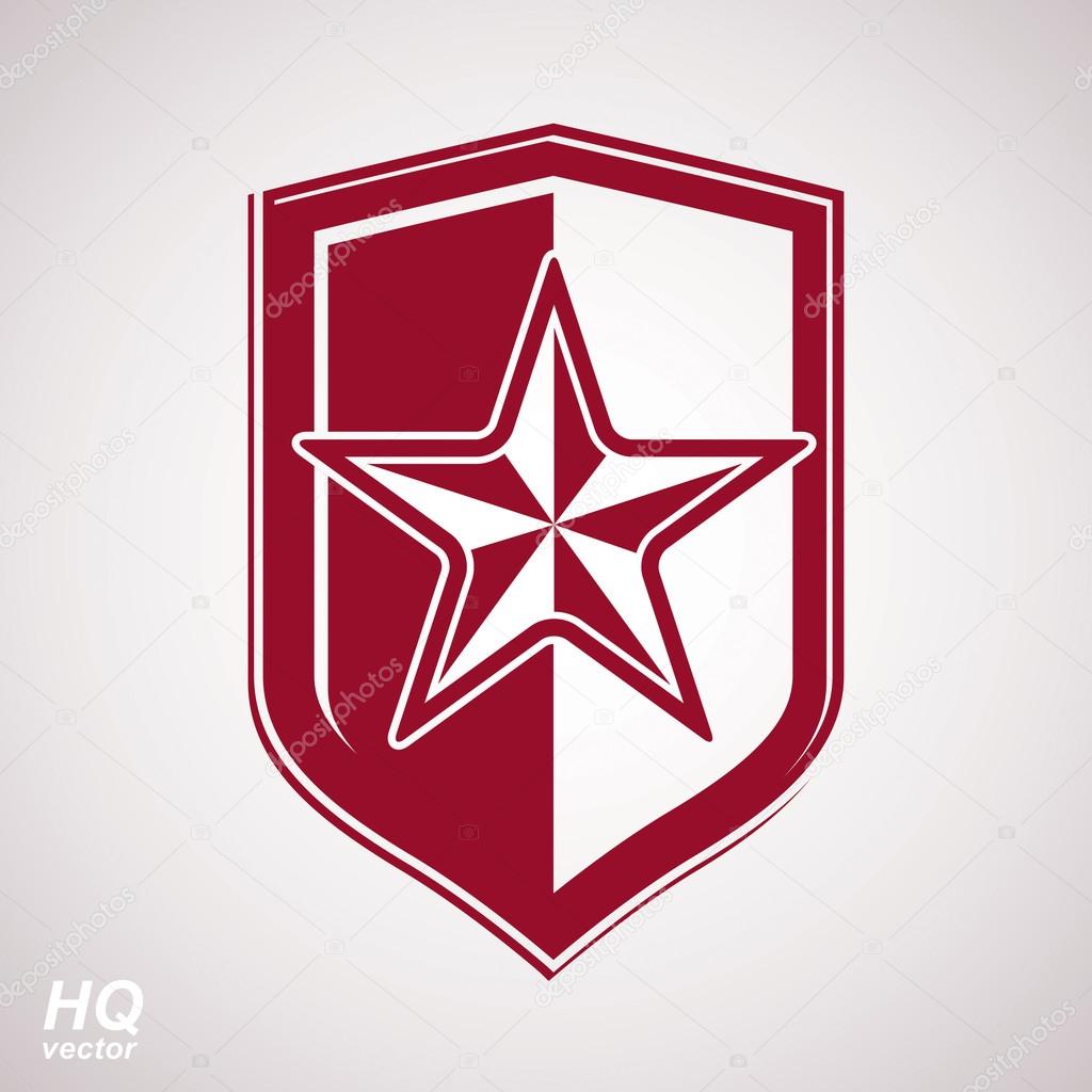 Vector shield with a red pentagonal Soviet star, protection hera Stock ...