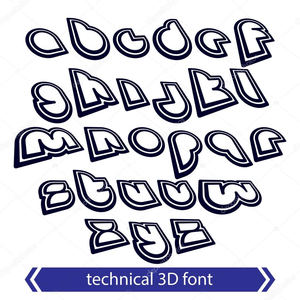 Typescript retro style, technical 3D font, contemporary shift sm Stock ...