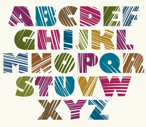 Hand drawn color bold font, sketch style alphabet, vector eps 8. Stock ...