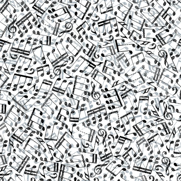 Vector black worn seamless pattern, striped musical notes and tr Stock ...