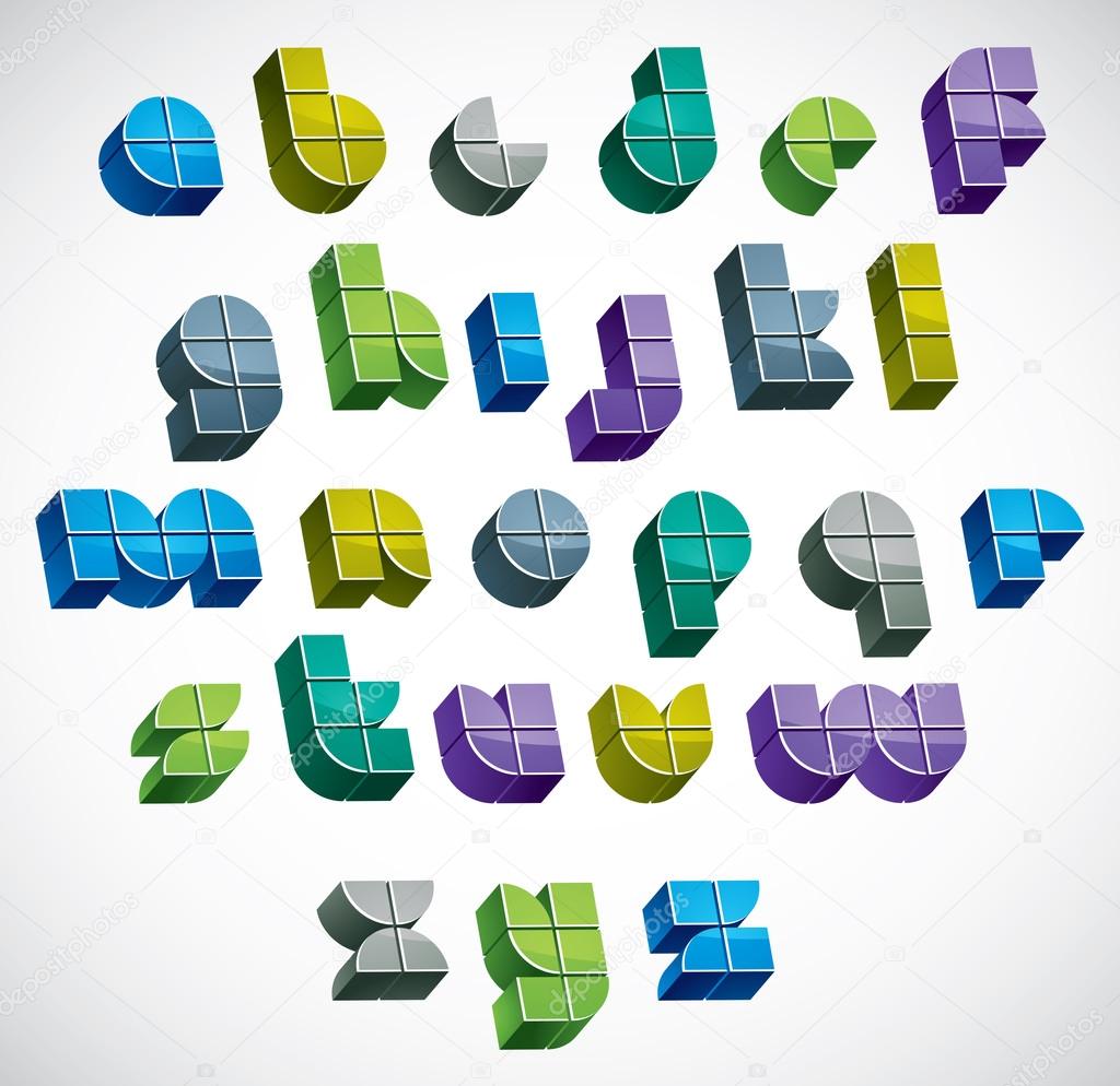 3d colorful letters futuristic alphabet made with blocks. Stock Vector ...