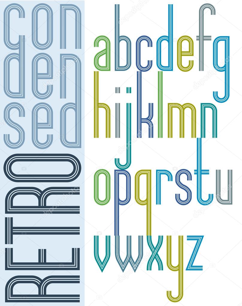 Fonte condensada a brilhante retrô de cartaz, le minúsculas compacto ...