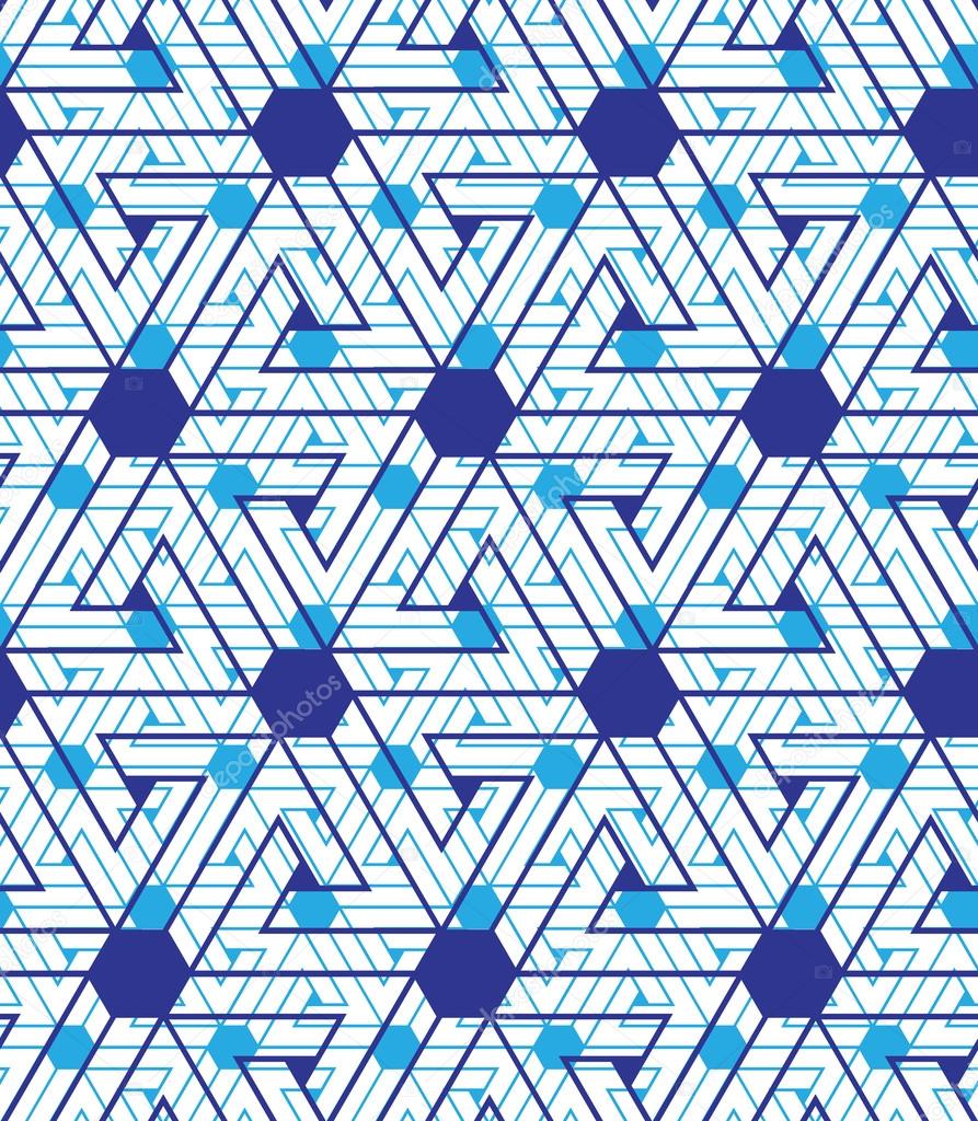 Purple maze textured endless pattern with hexagons and triangles Stock ...