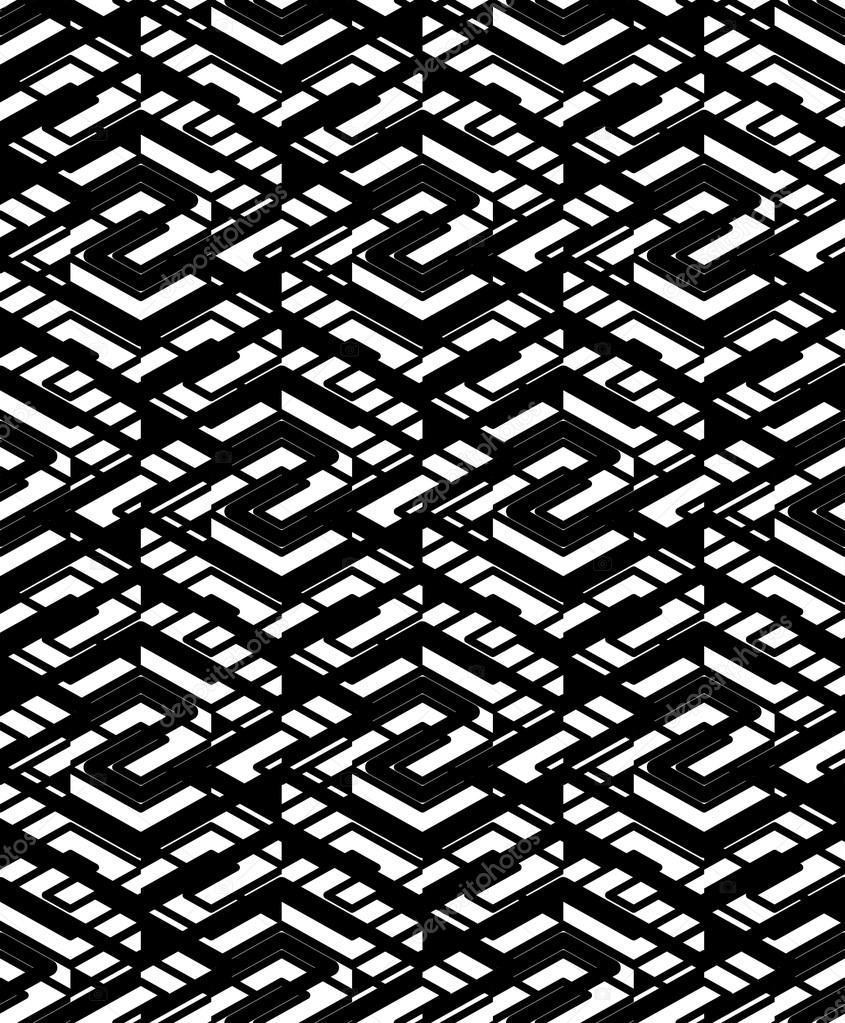 Geometric maze seamless pattern with parallel lines and geometri Stock ...