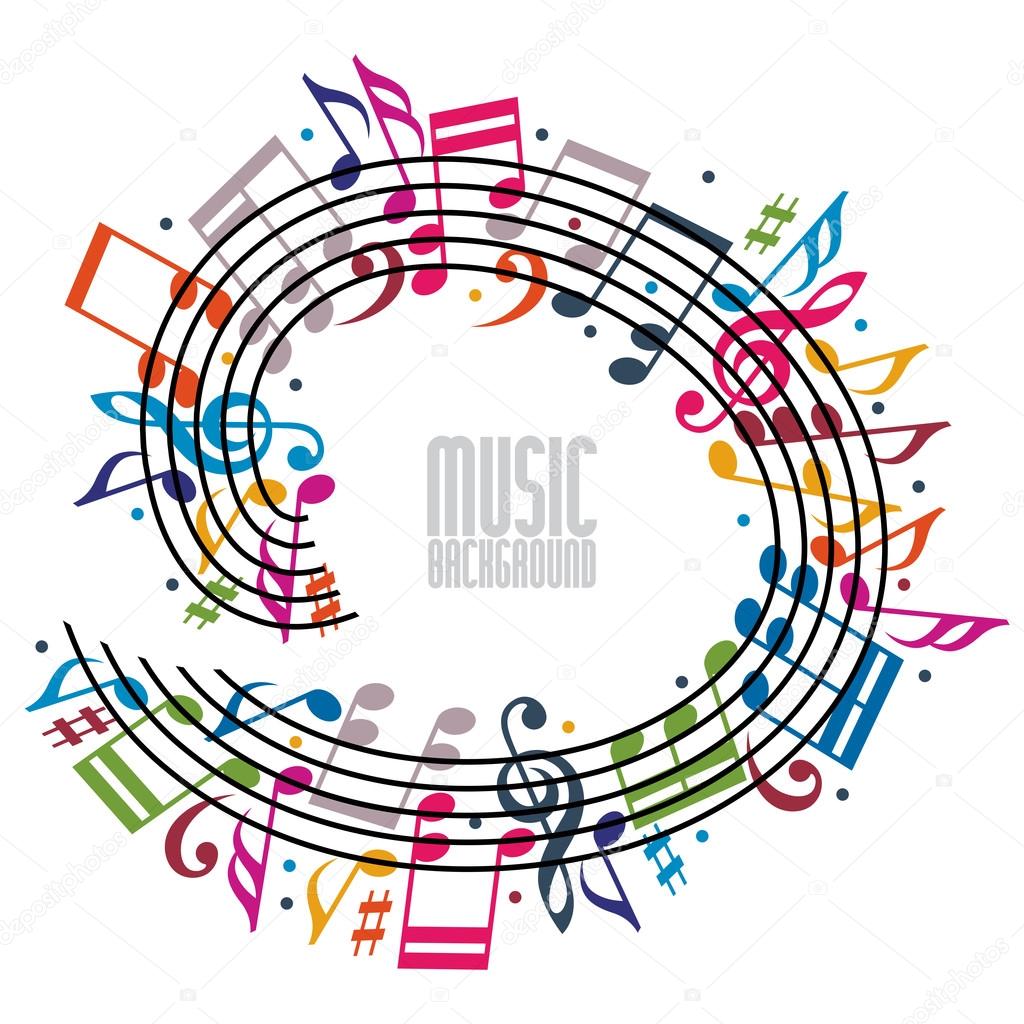 Colorful music background with clef and notes. Stock Vector Image by ...