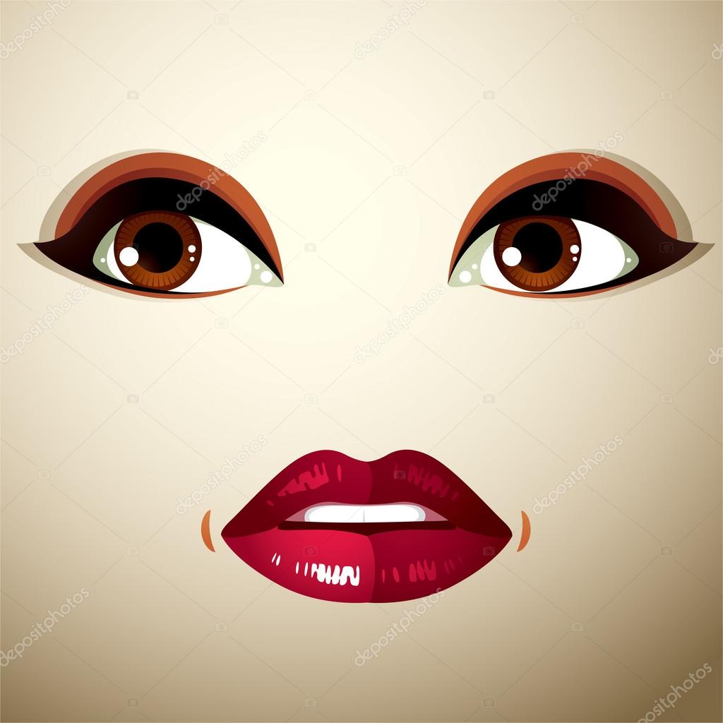 Rostro de joven hermosa dama Vector de stock por ©Ostapius 68227197