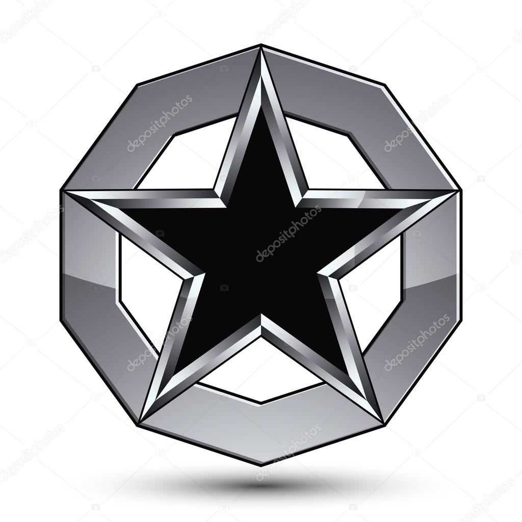Silvery Blazon With Pentagonal Star Stock Vector Image By ©ostapius