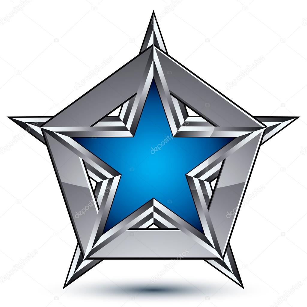 Silvery blazon with pentagonal blue star Stock Vector by ©Ostapius 72576171