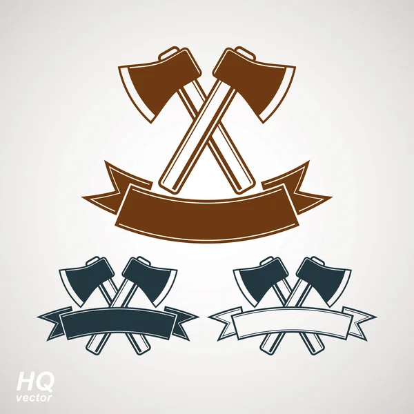 Crossed hatchets Vector Art Stock Images | Depositphotos