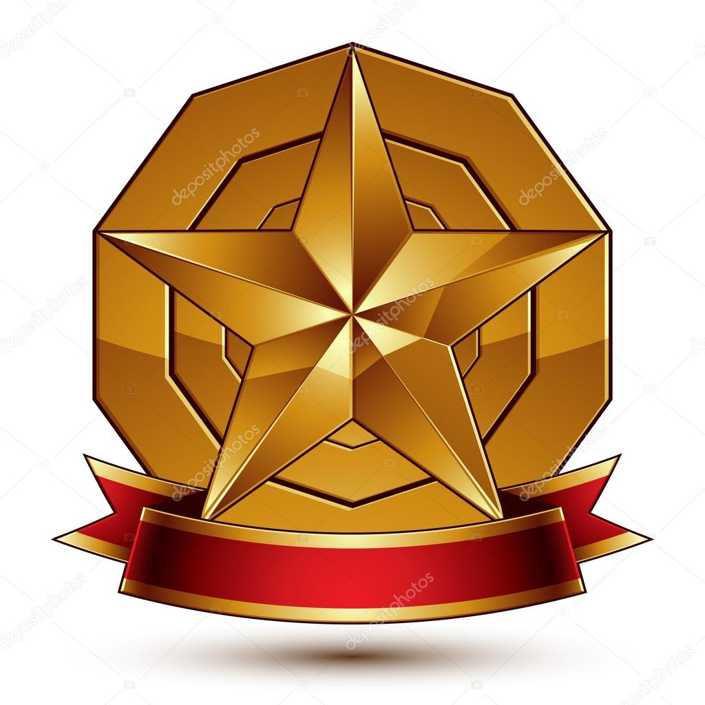 Heraldic golden symbol with pentagonal star Stock Vector by ©Ostapius ...