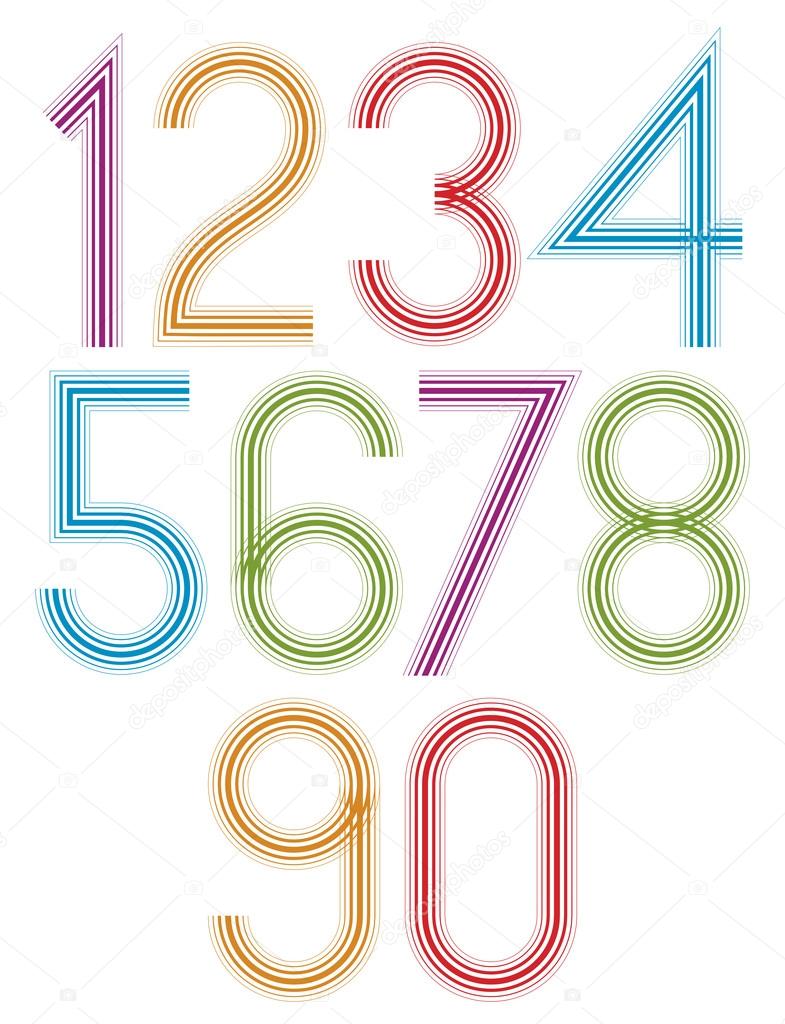 Colorful numbers with stripes Stock Vector Image by ©Ostapius #86920474