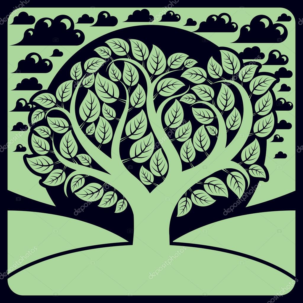 Branchy tree and peaceful landscape Stock Vector Image by ©Ostapius ...
