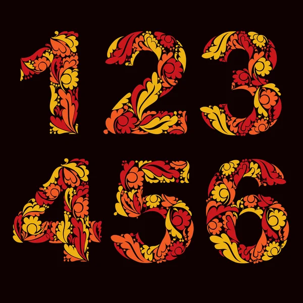 Numbers made with leaves, floral numerals set, vector design. Stock ...
