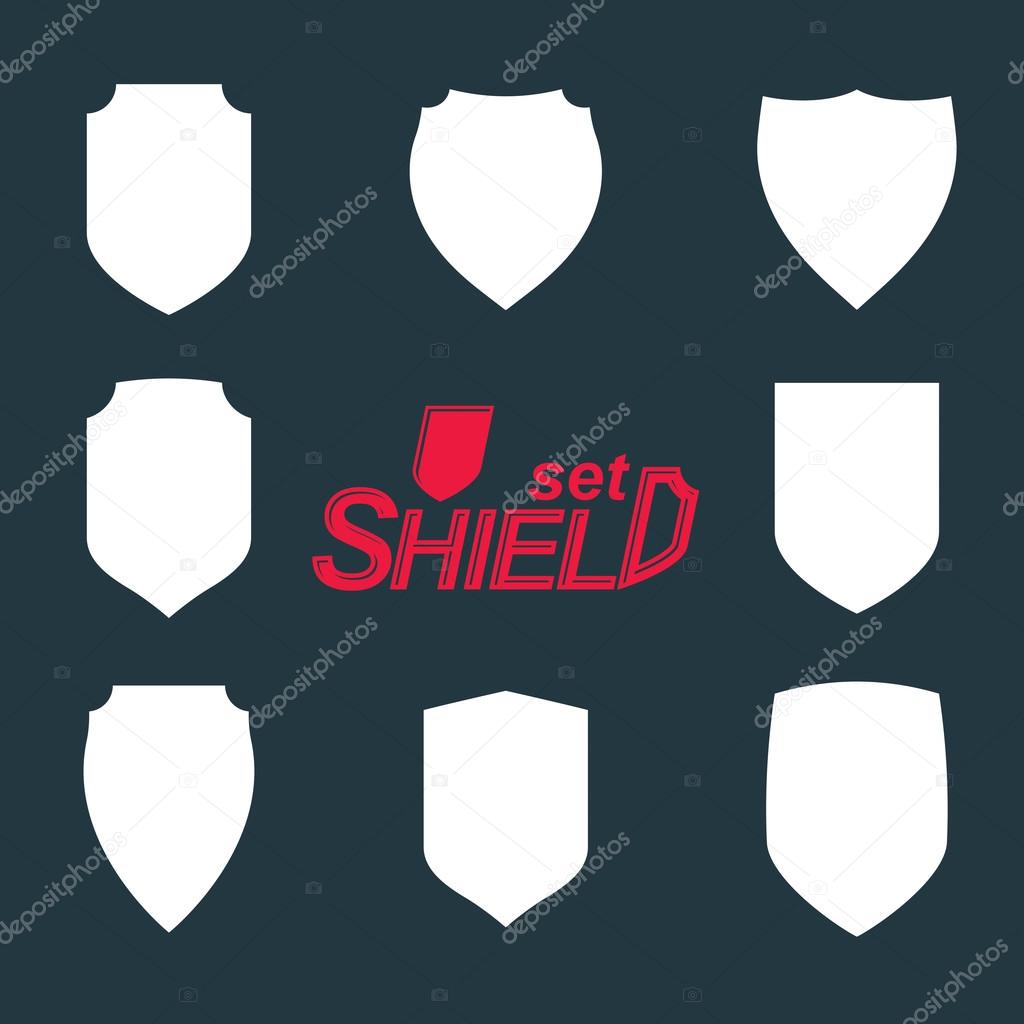 Collection of grayscale defense shields Stock Vector by ©Ostapius 99431876