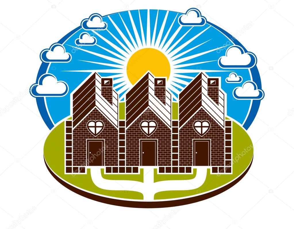 Three buildings with heart symbol Stock Vector Image by ©Ostapius #99433978