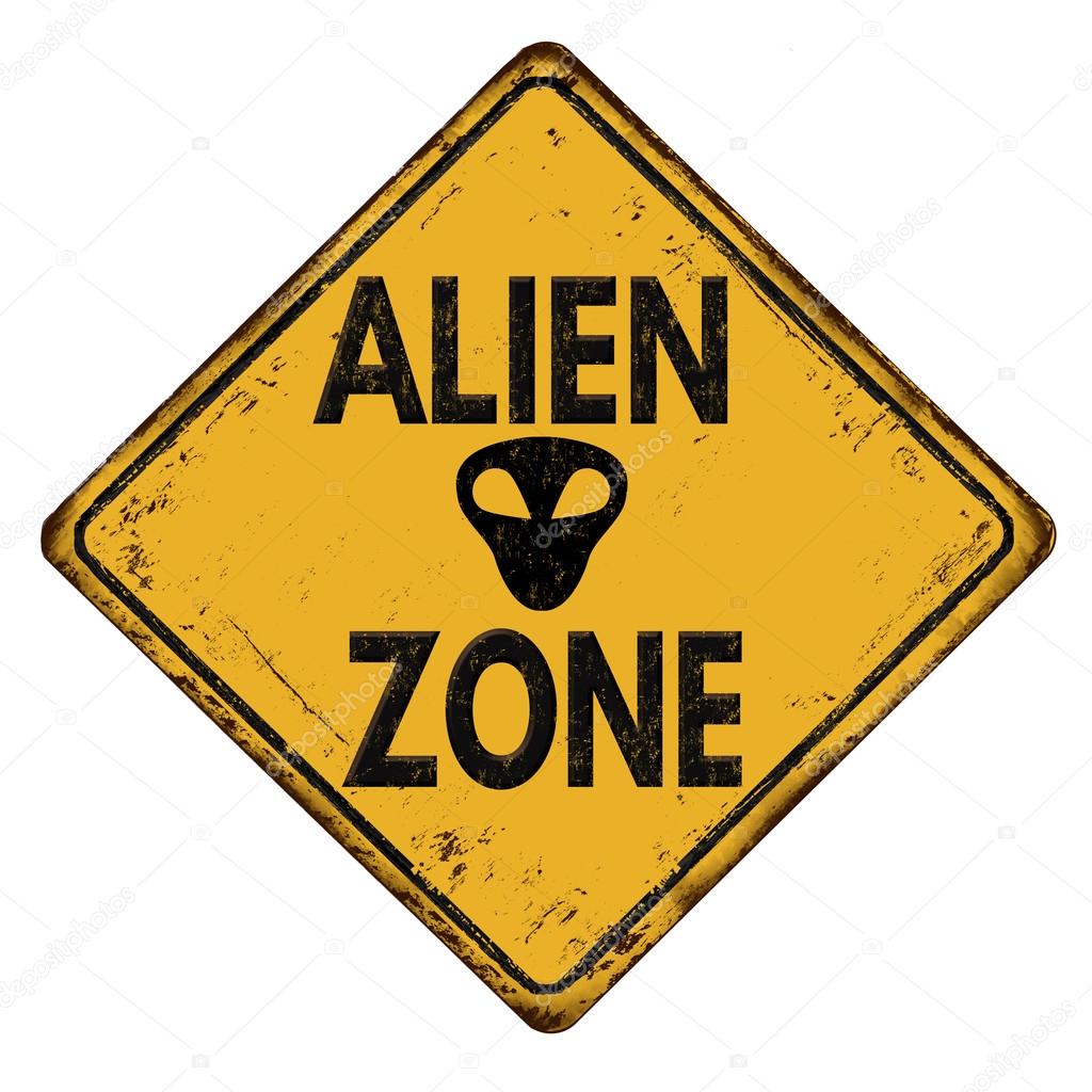 Alien zone vintage metal road sign Stock Vector by ©roxanabalint 116503298